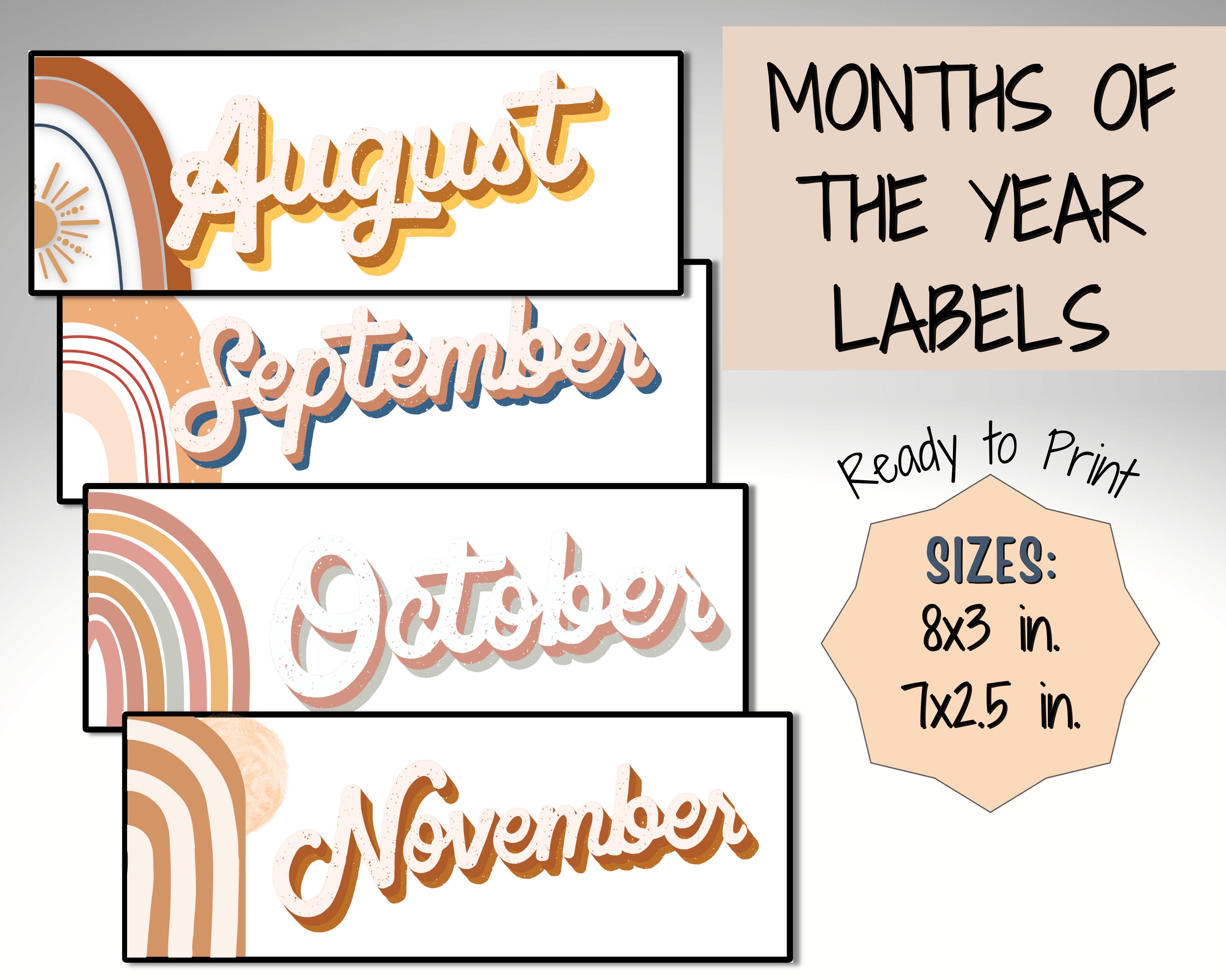 Boho Rainbow Classroom Labels Student Desk Label Cards - Etsy Canada