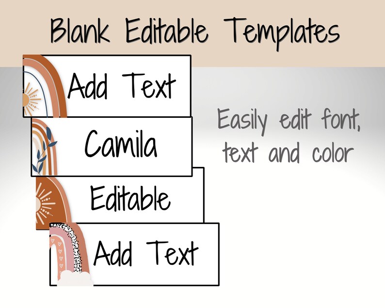 Boho Rainbow Classroom Labels Student Desk Label Cards - Etsy Canada