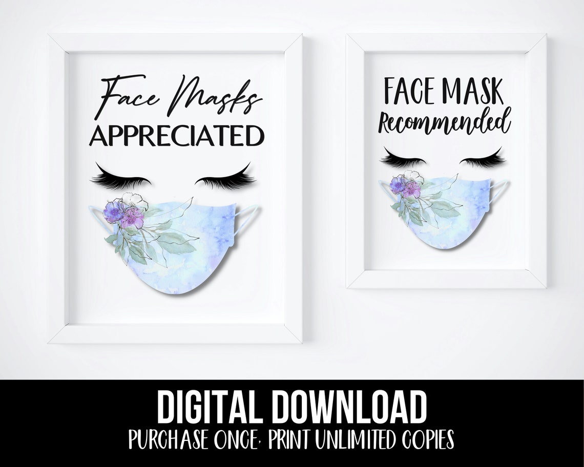 Face Mask Sign BUNDLE Mask Required Sign Printable Please | Etsy