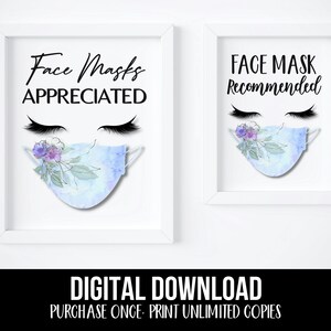 Face Mask Sign BUNDLE, Mask Required Sign Printable, Please Wear a Mask ...
