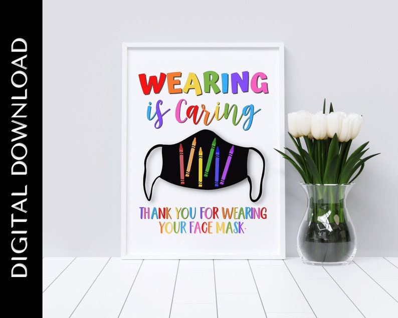 Covid Classroom Sign Face Mask Sign PRINTABLE Wearing is - Etsy