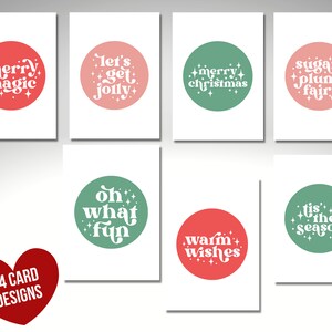 Printable Christmas Cards, Christmas Cards Pack, Set of 14, Modern ...