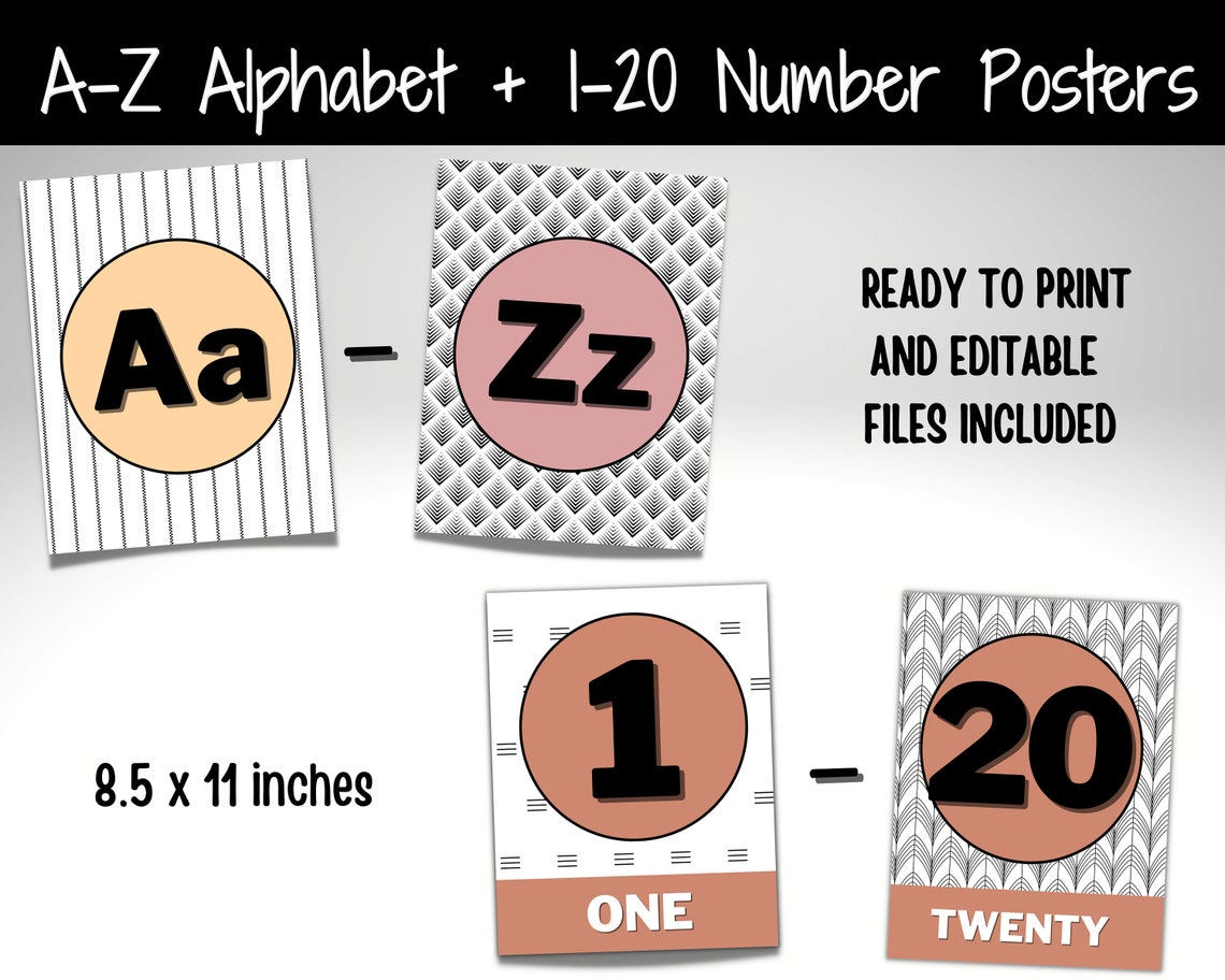 Classroom Decor Bundle PRINTABLE Alphabet Number Posters - Etsy