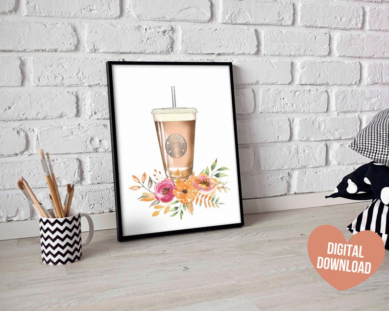 Coffee Wall Art Printable Printable Fall Home Decor Pumpkin | Etsy
