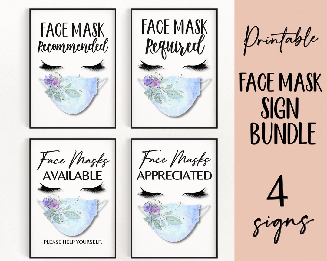 Face Mask Sign BUNDLE, Mask Required Sign Printable, Please Wear a Mask ...
