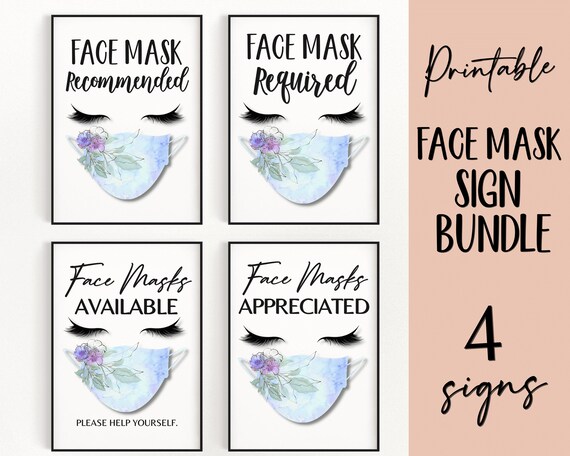 Face Mask Sign BUNDLE Mask Required Sign Printable Please | Etsy