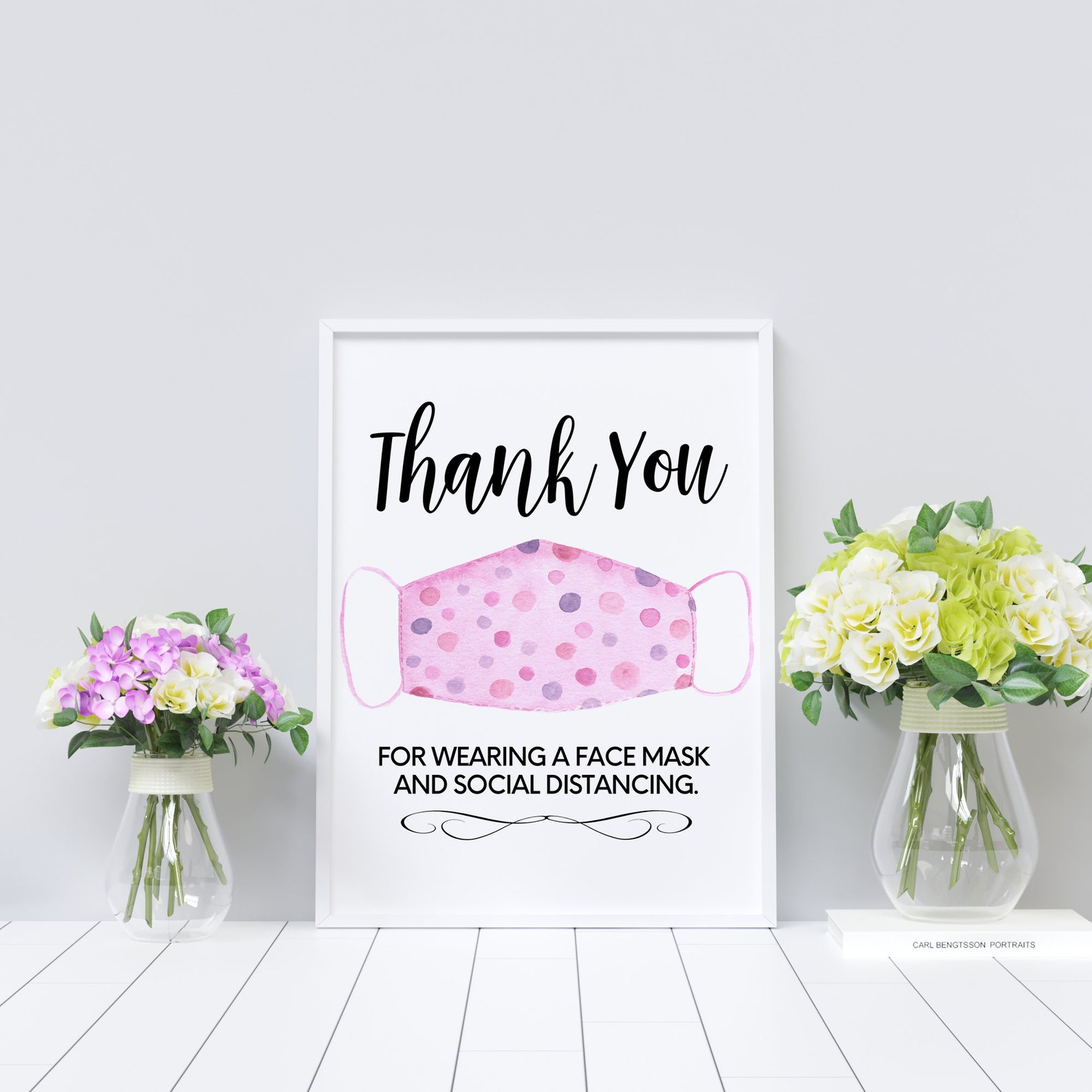 Face Mask Sign Thank You for Wearing a Face Mask and Social - Etsy