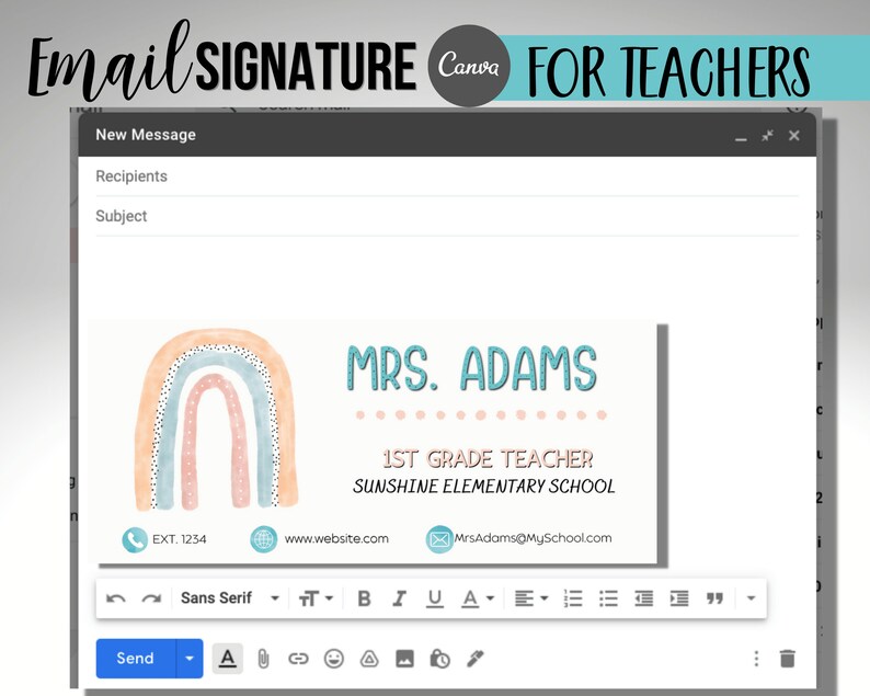 Email Signature Teacher Email Signature Template Boho - Etsy