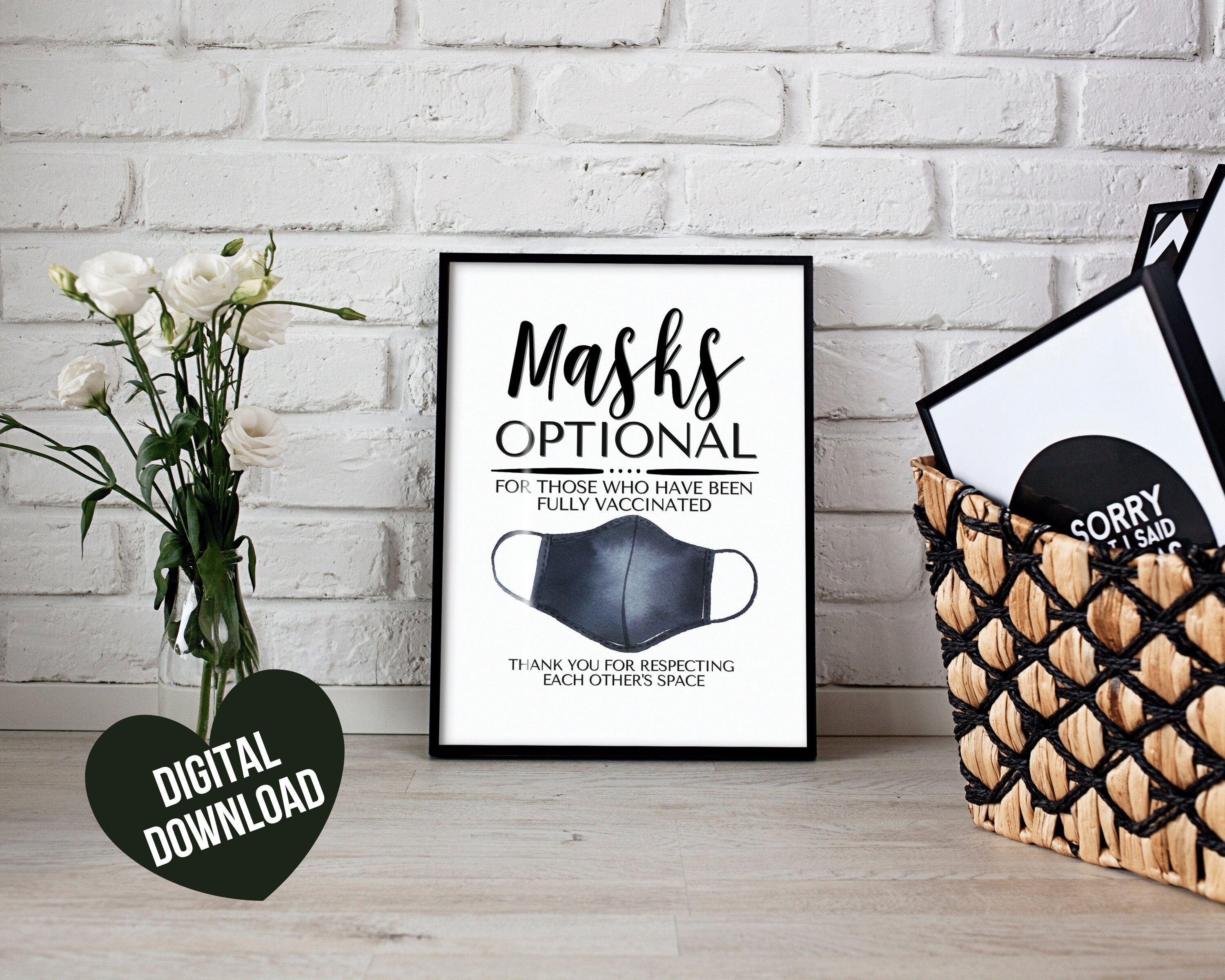 Face Mask Sign PRINTABLE Wear a Mask Sign Mask Optional If - Etsy