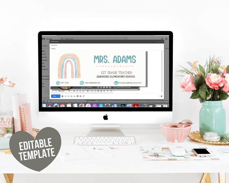 Email Signature Teacher Email Signature Template Boho - Etsy