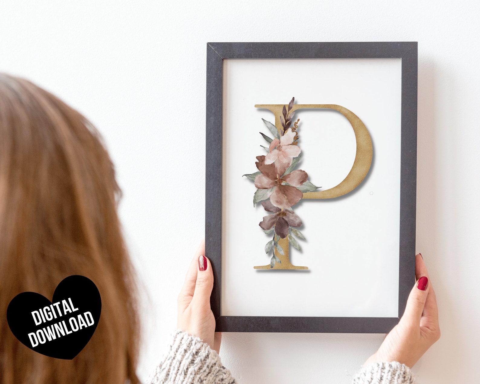 Letter P Wall Art PRINTABLE Letter Art Print Initial Wall | Etsy