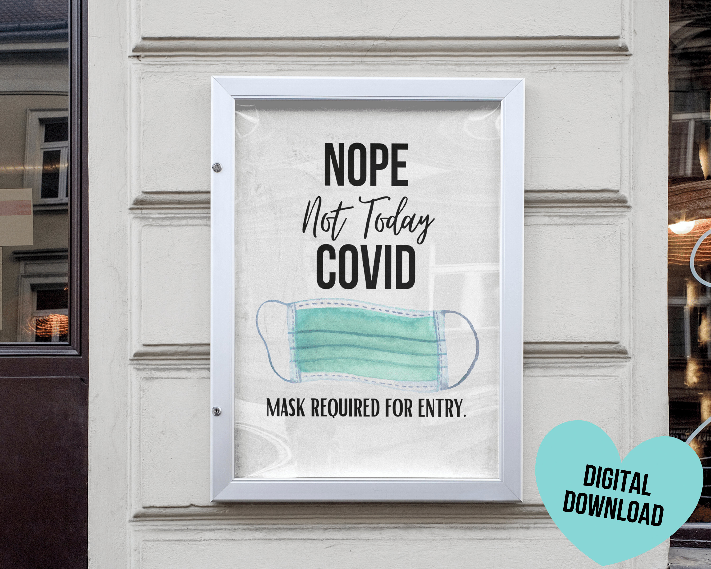 Face Mask Sign Printable Wear a Mask Sign Not Today Covid - Etsy