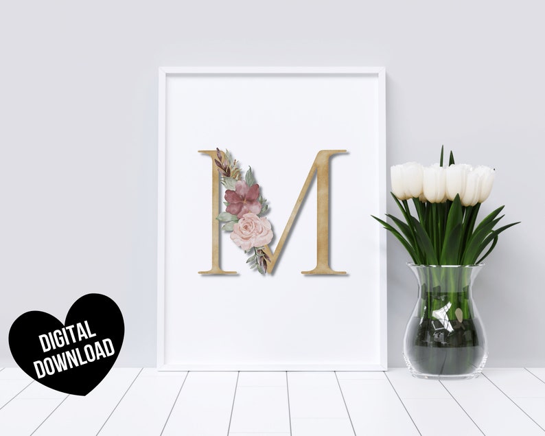 Letter Art Print PRINTABLE Letter M Wall Art Initial Wall - Etsy