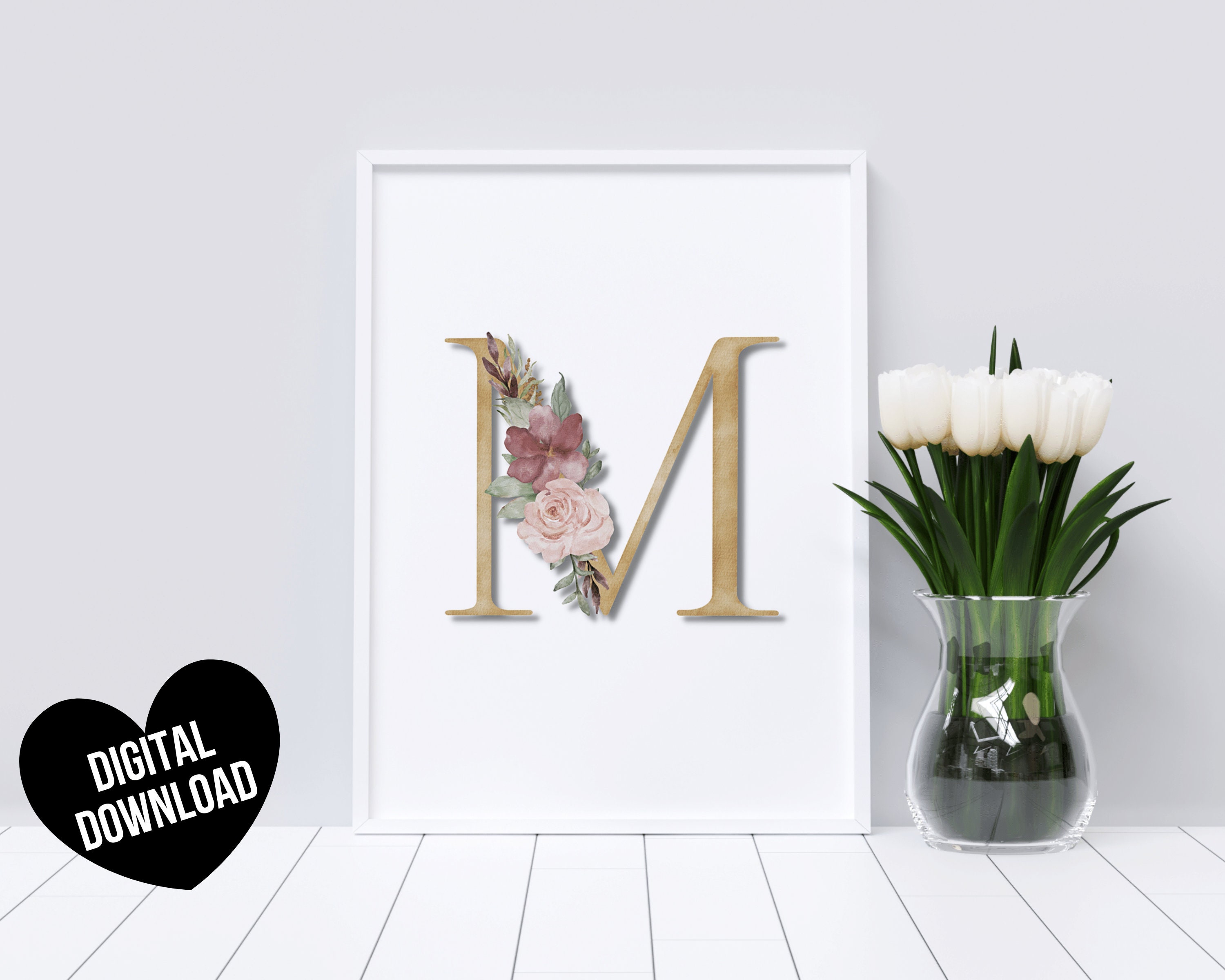 Letter Art Print PRINTABLE Letter M Wall Art Initial Wall - Etsy Ireland