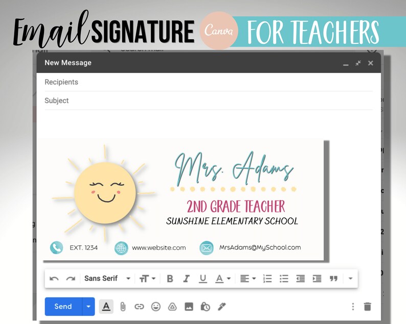 Teacher Email Signature Email Template for Teachers Email - Etsy