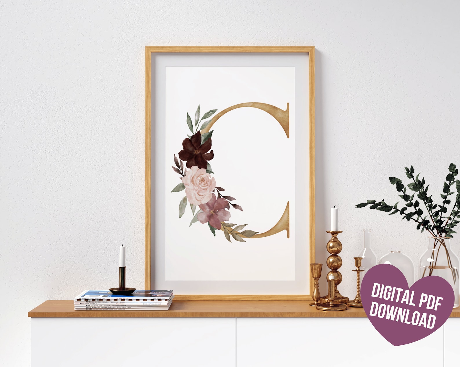 Printable Letter C Wall Art Letter Art Print Initial Wall - Etsy