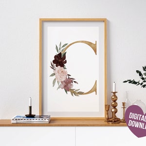 Printable Letter C Wall Art, Letter Art Print, Initial Wall Decor ...