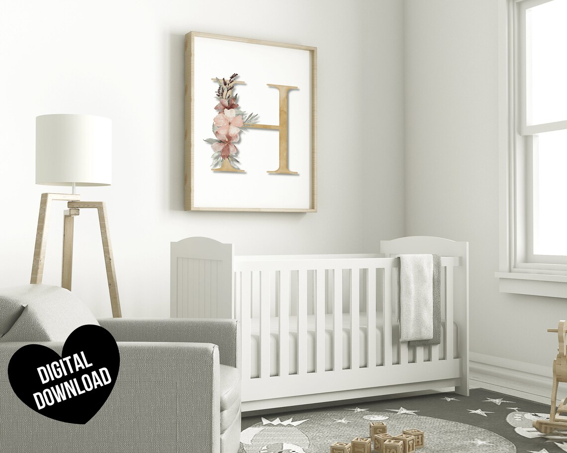 Letter Art Print PRINTABLE Letter H Wall Art Initial Wall - Etsy
