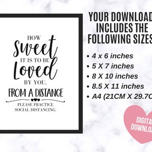 Social Distance Sign for Wedding Printable Social Distancing - Etsy