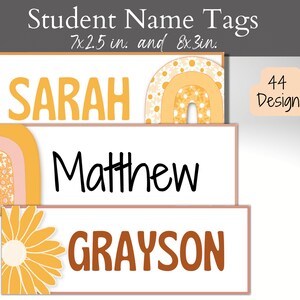 Boho Classroom Labels, Student Name Tags, Retro Boho Classroom Decor ...
