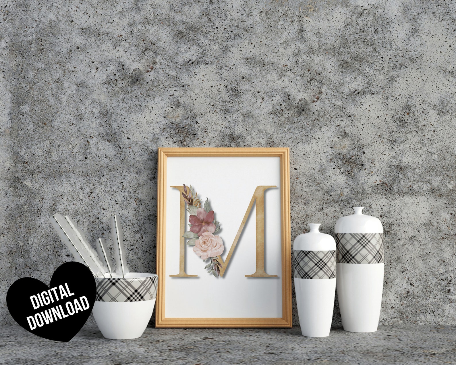 Letter Art Print PRINTABLE Letter M Wall Art Initial Wall - Etsy