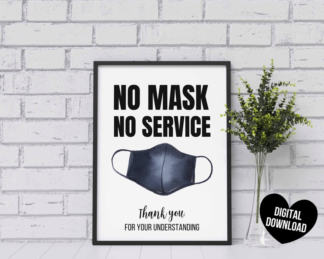 Face Mask Required Sign, Printable No Mask No Service Sign for Office ...