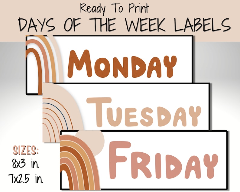 Boho Rainbow Classroom Labels Student Desk Label Cards - Etsy