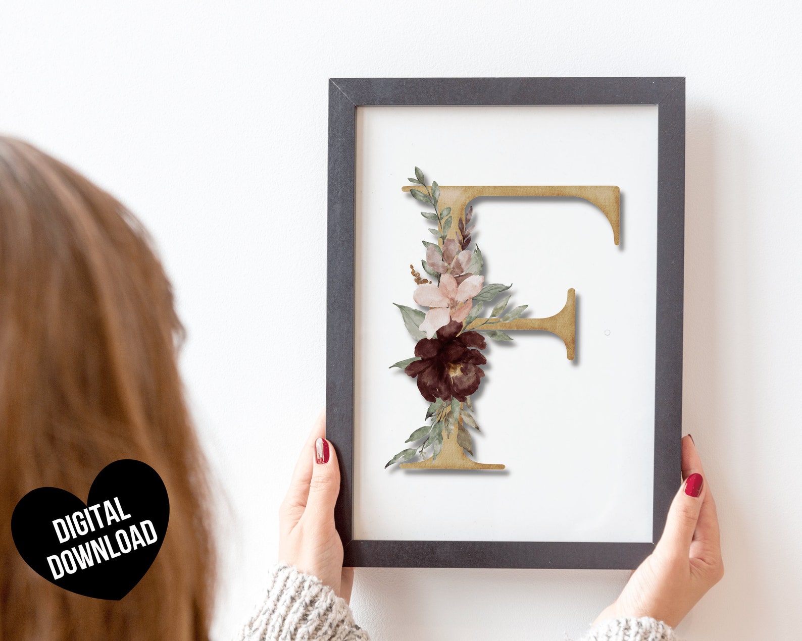 Letter Art Print PRINTABLE Letter F Wall Art Initial Wall - Etsy