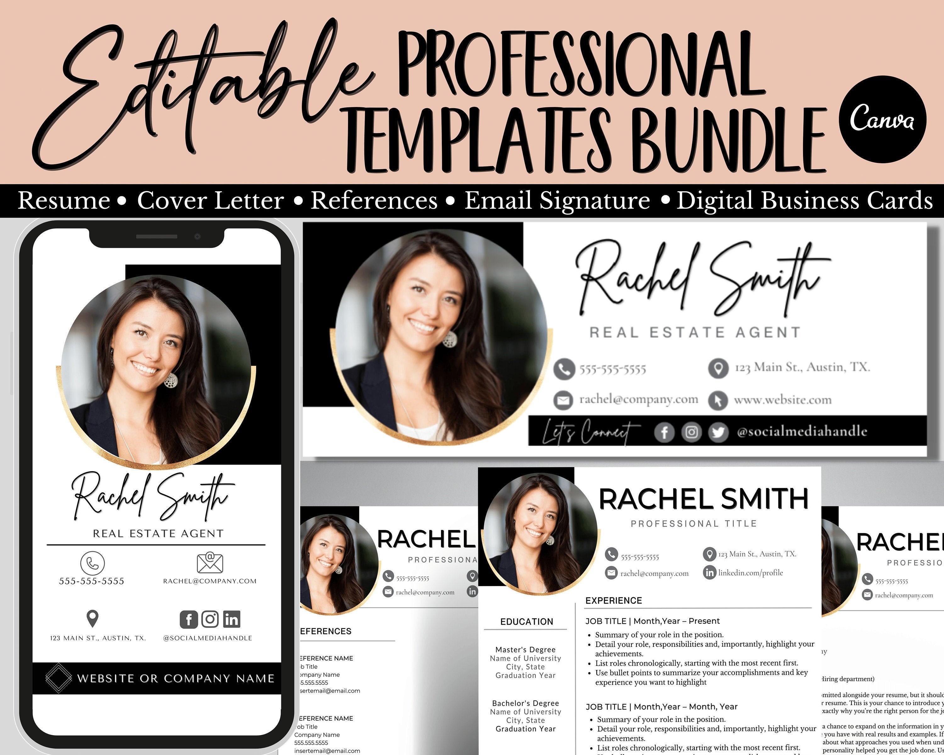 Resume Template Business Card Template Email Signature - Etsy.de