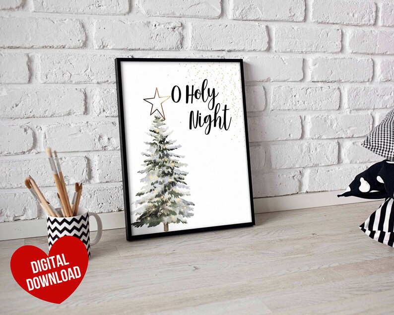 Christmas Wall Decor Printable Watercolor Christmas Art O - Etsy
