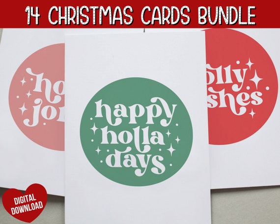 Printable Christmas Cards Christmas Cards Pack Set of 14 - Etsy