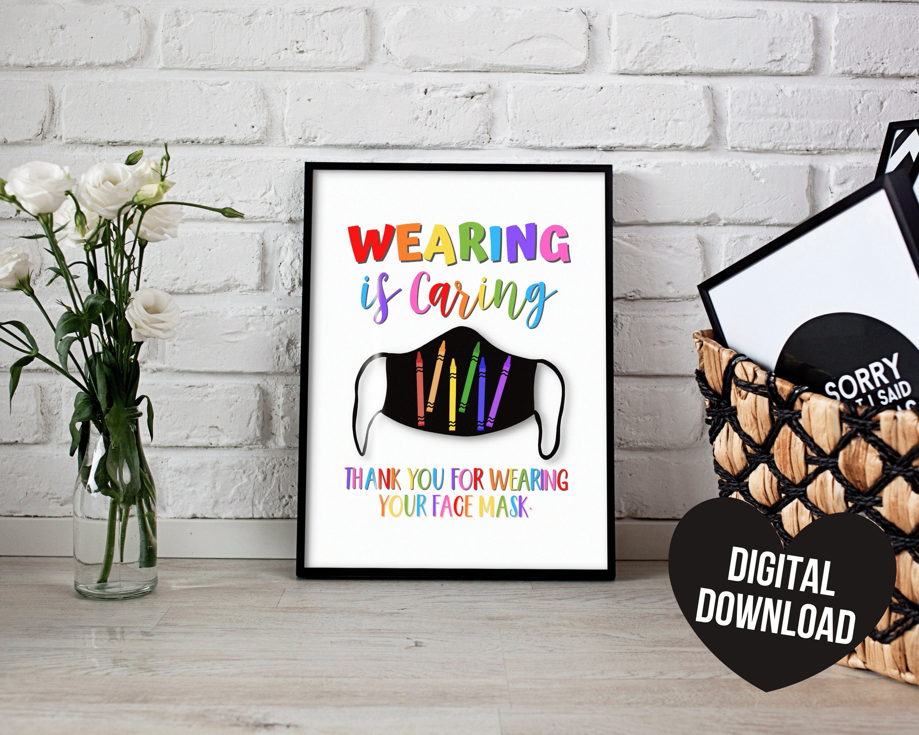 Covid Classroom Sign Face Mask Sign PRINTABLE Wearing is | Etsy