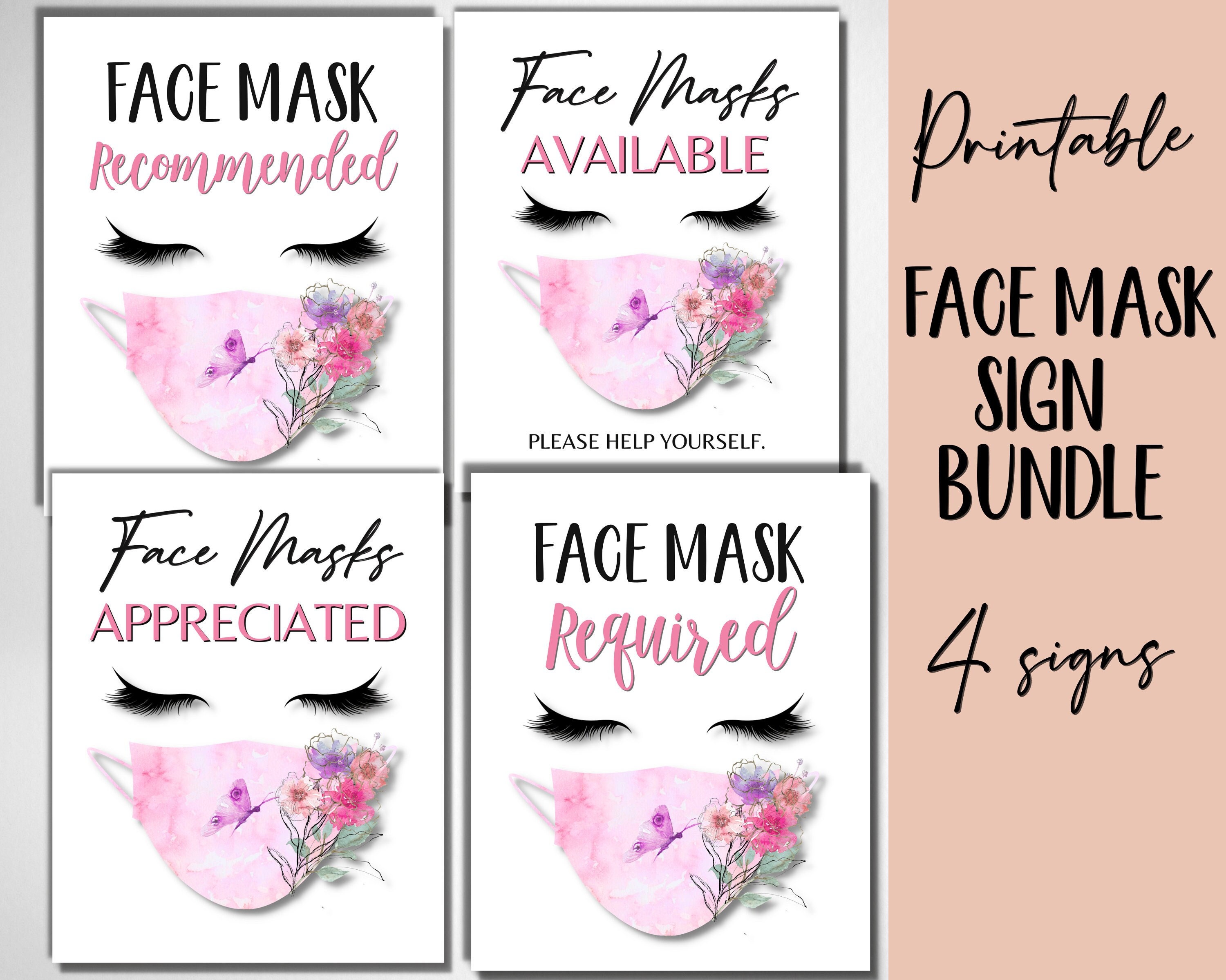 Face Mask Sign Bundle Mask Required Sign Printable Please | Etsy