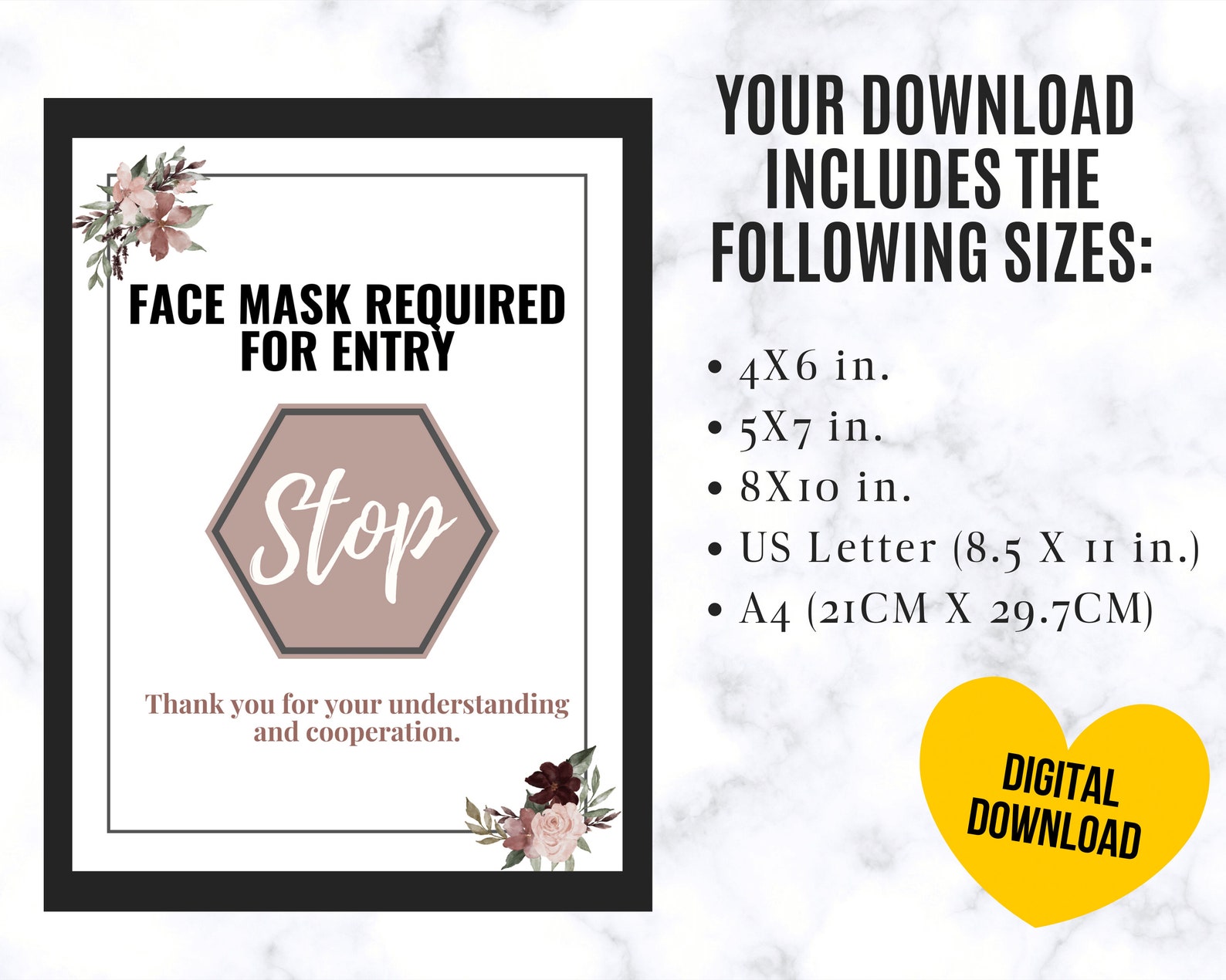 Face Mask Required for Entry Wear a Face Mask Printable Sign | Etsy