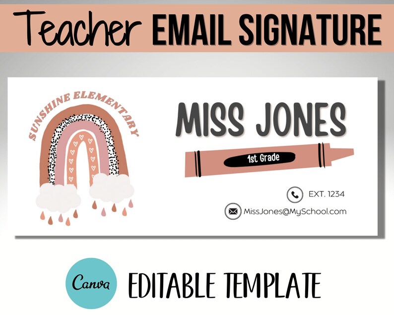 Teacher Email Signature Email Template for Teachers Email - Etsy