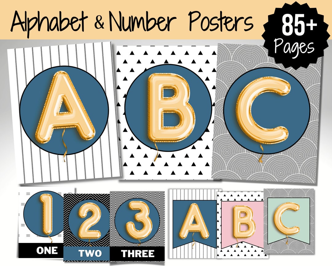 Gold Foil Balloon, Alphabet Posters, Number Posters, Classroom Decor ...