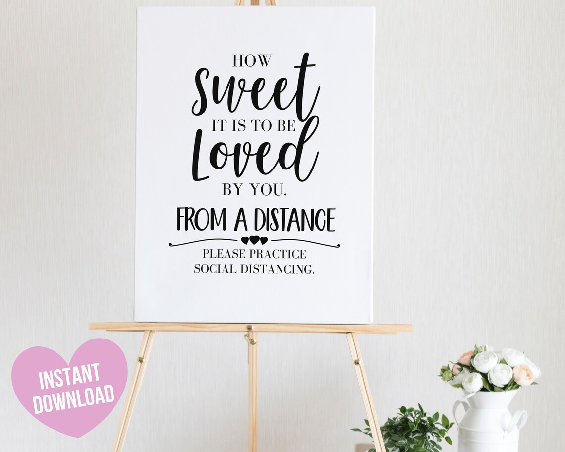 Social Distance Sign for Wedding Printable Social Distancing | Etsy