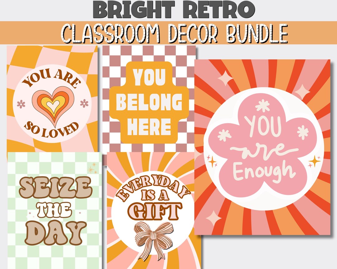 Classroom Decor Bundle, Retro Classroom Posters, Printable Classroom ...