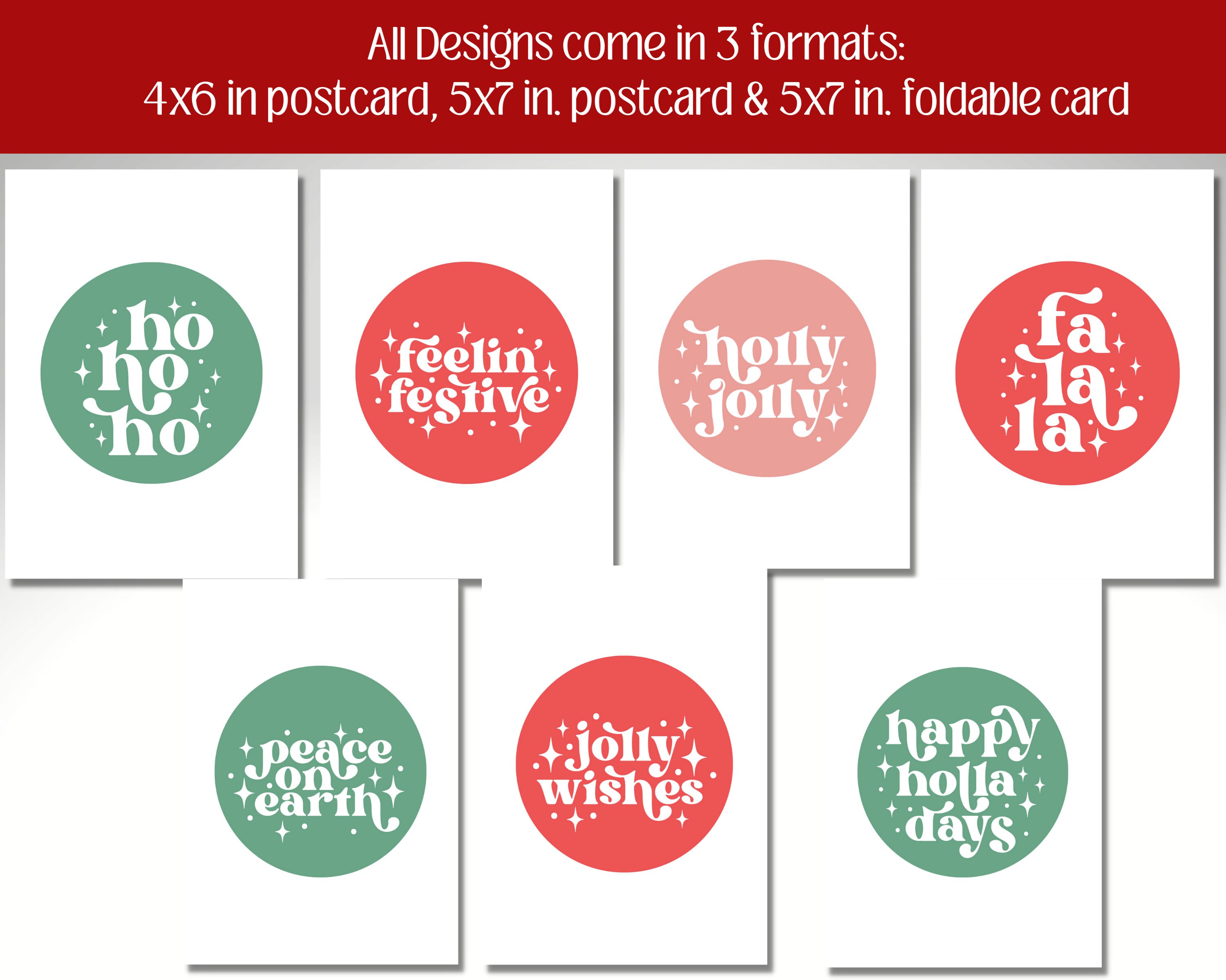 Printable Christmas Cards Christmas Cards Pack Set of 14 - Etsy