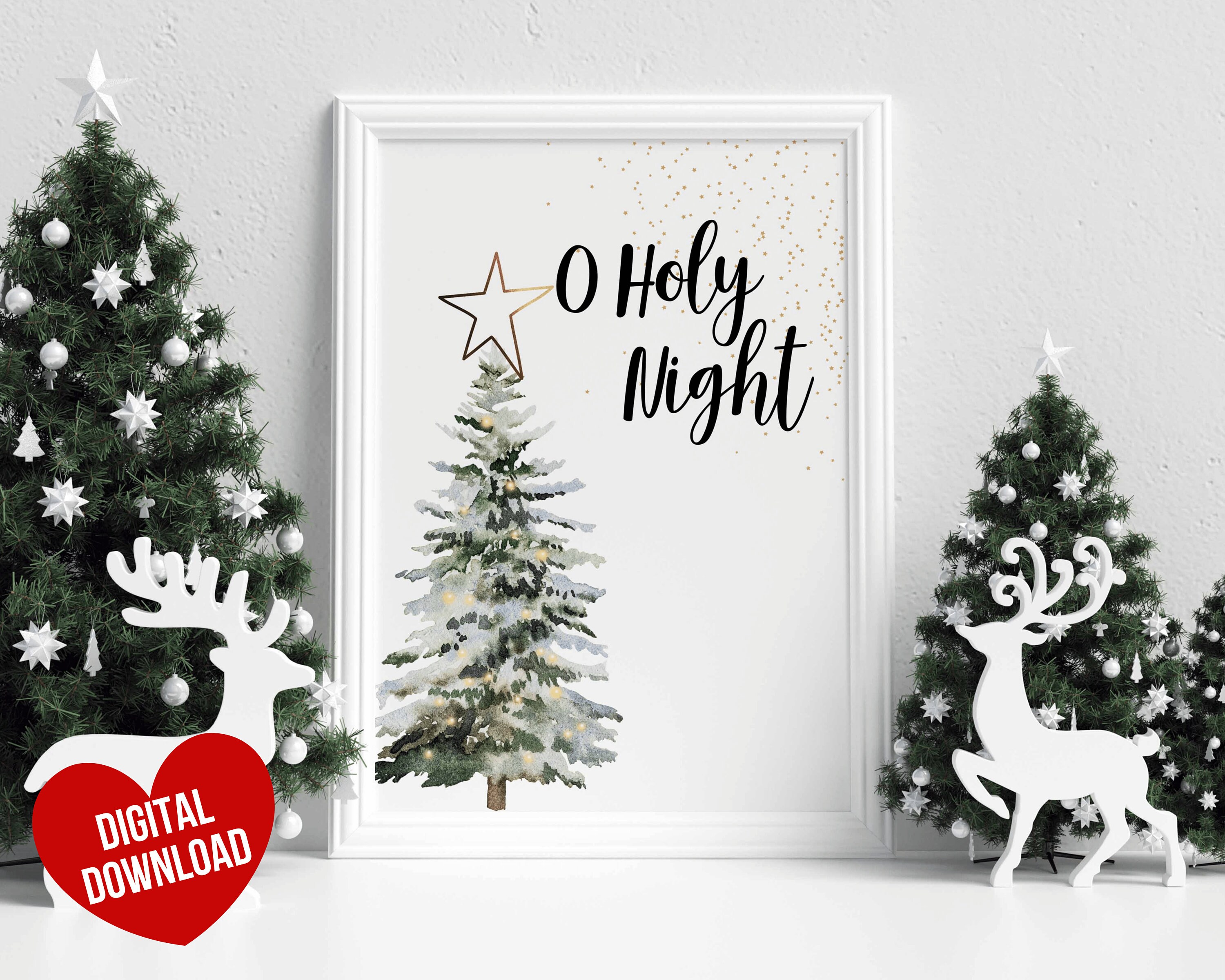 Christmas Wall Decor Printable Watercolor Christmas Art O | Etsy