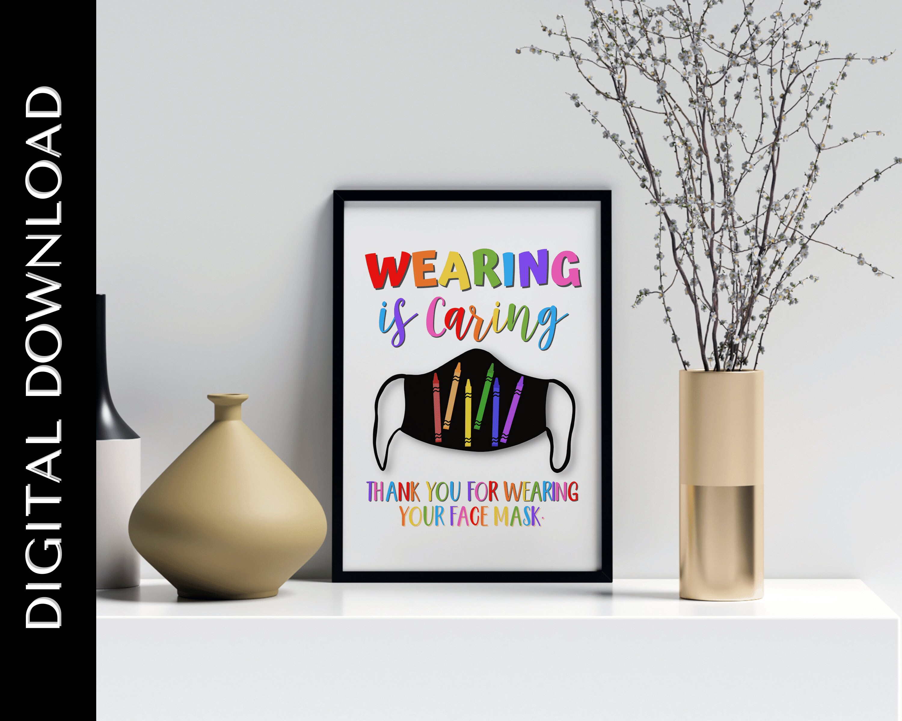 Covid Classroom Sign Face Mask Sign PRINTABLE Wearing is | Etsy