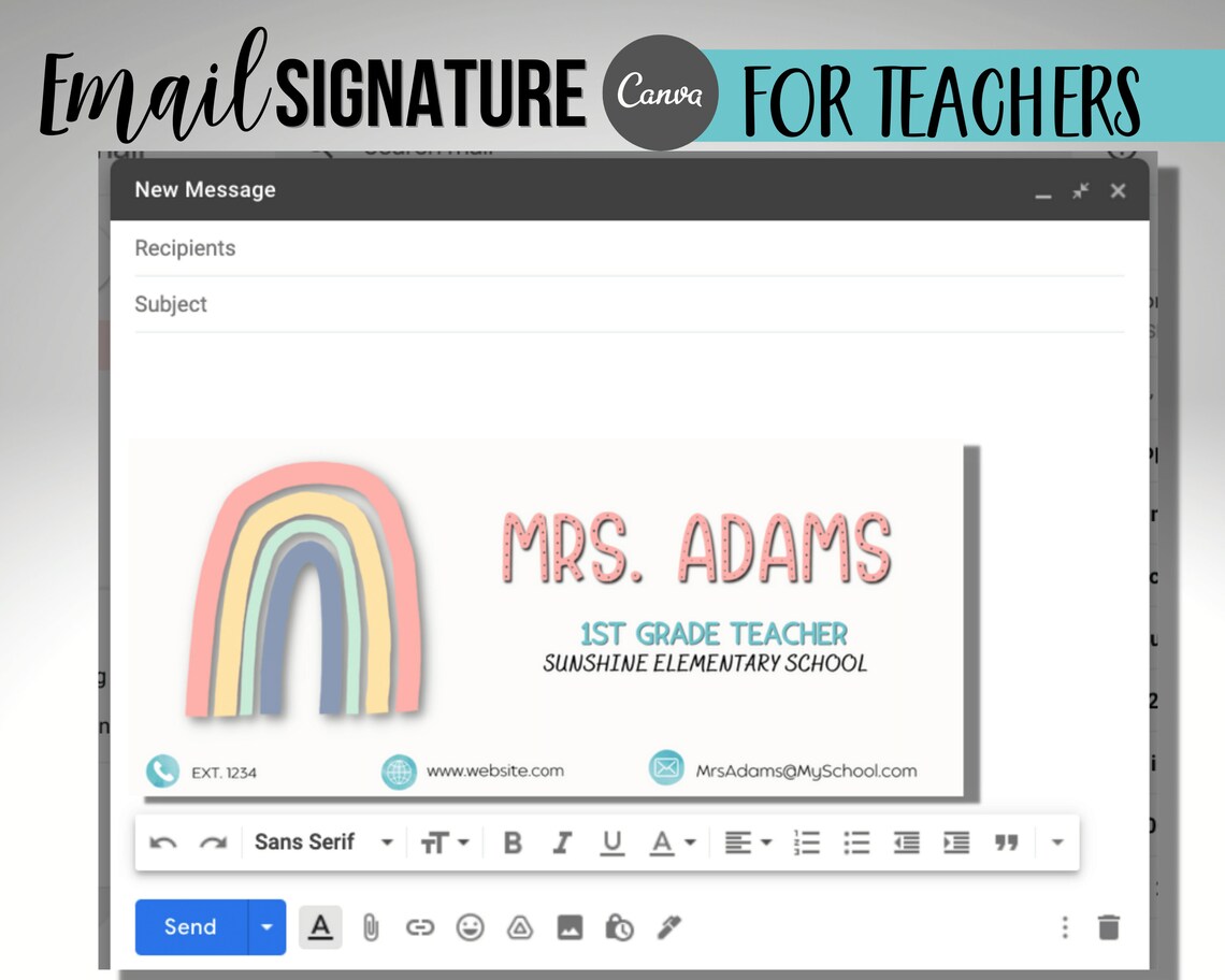 Email Signature Teacher Email Signature Template Boho - Etsy