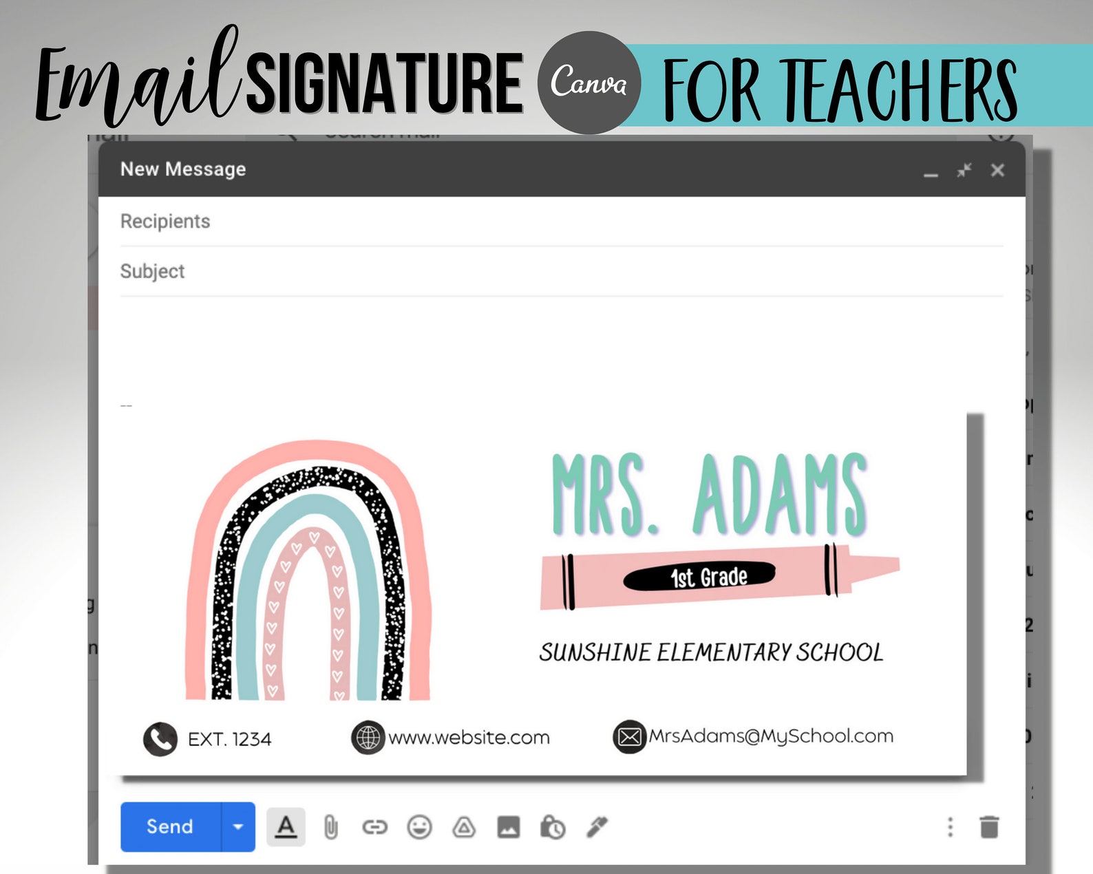 Email Signature Teacher Email Template for Teachers Digital - Etsy