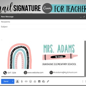 Email Signature Teacher, Email Template for Teachers, Digital Business ...