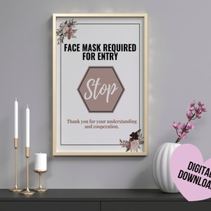 Face Mask Required for Entry, Wear a Face Mask Printable Sign, Stop ...