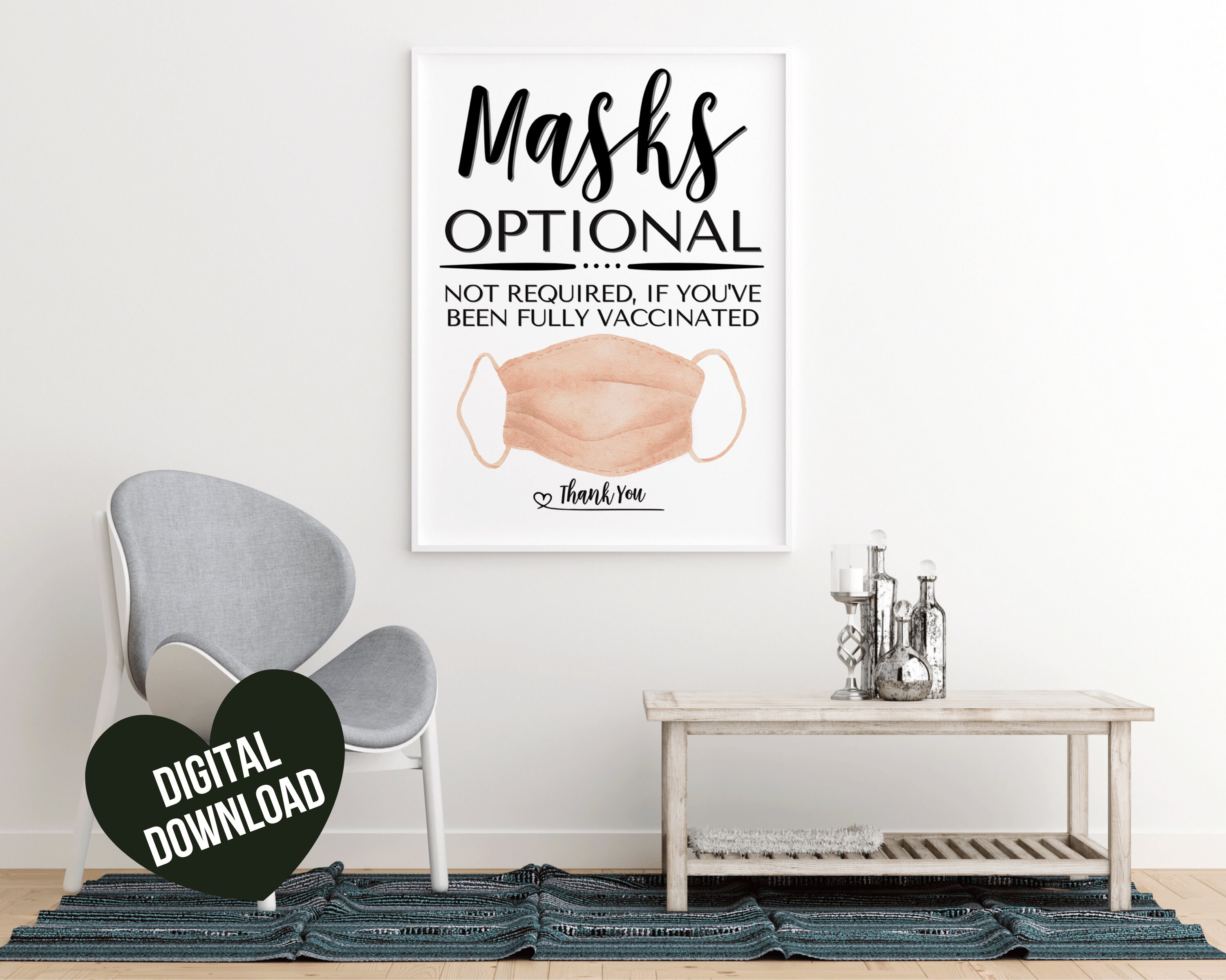Face Mask Sign PRINTABLE Wear a Mask Sign Mask Optional If | Etsy