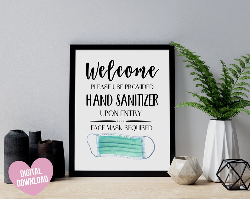 Face Mask Sign Social Distance Sign Printable Please | Etsy