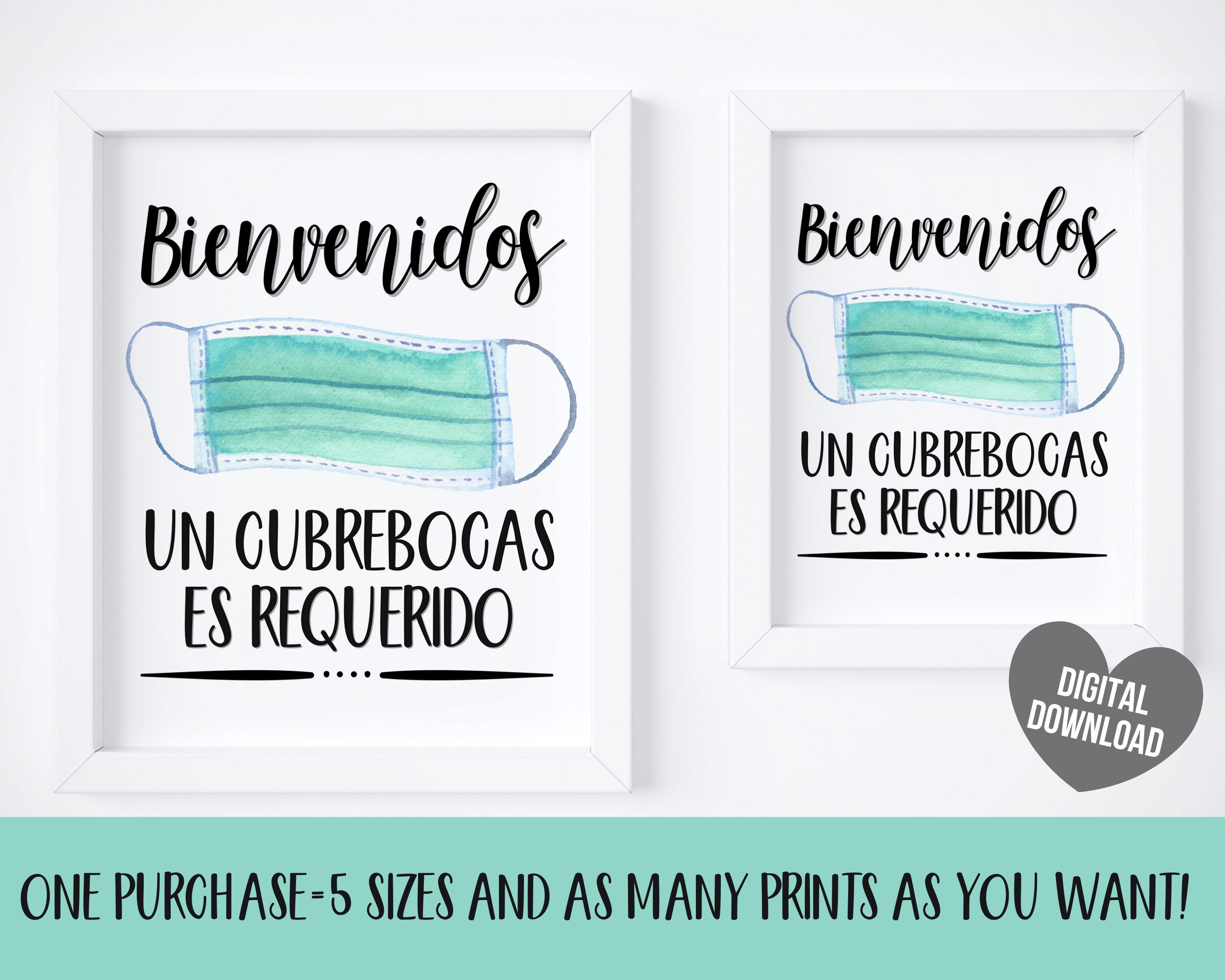 Face Mask Sign Mask Required Sign Printable Spanish Wear a - Etsy