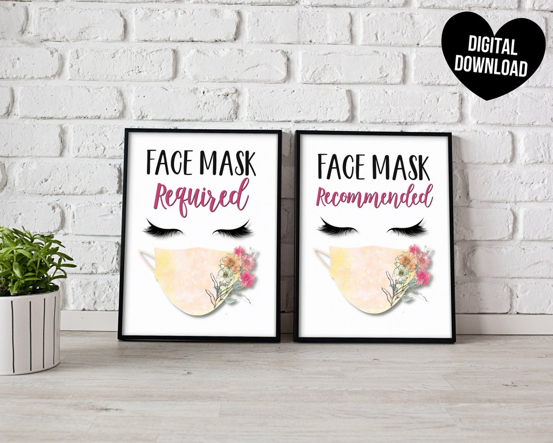 Face Mask Sign BUNDLE Mask Required Sign Printable Please | Etsy