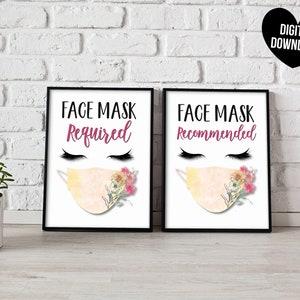 Face Mask Sign BUNDLE, Mask Required Sign Printable, Please Wear a Mask ...